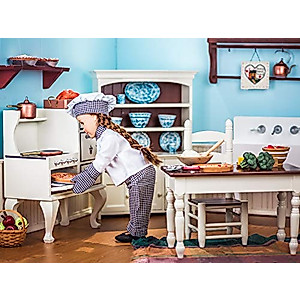 The Queen's Treasures 18 Inch Doll Furniture, Farmhouse Collection Fully Assembled Wooden Kitchen Table and Two Chairs, Compatible with American Girl Kitchen Furniture