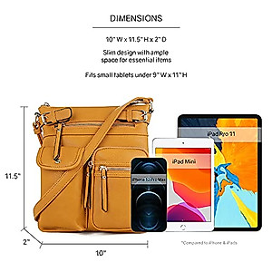 SG SUGU Katie Lightweight Medium Crossbody Bag Shoulder Bag with Multi Pocket for Women | MUSTARD