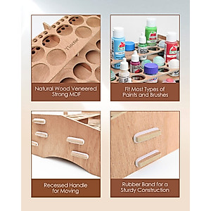 tinctor Wooden Paint Organizer & Paint Brush Holder, for 44 Bottles & 22 Brushes - Paint Holder for Acrylic Painting, Paint Rack for Miniature Paint Set, Acrylic Paint Storage, Craft Paint Organizer