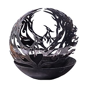 Exception Creative Cast Iron Spherical Fire Pit, Patio Garden Courtyard Wood Burner, Landscape Decorative Space Heater, 60×60 cm