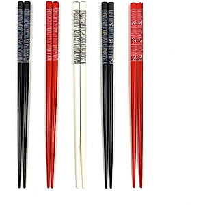 JapanBargain 3647, Bamboo Chopsticks Reusable Japanese Chinese Korean Wood Chop Sticks Hair Sticks 5 Pair Gift Set, Dragonfly Pattern Dishwasher Safe, 2 Packs