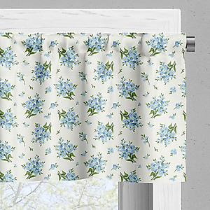 Ambesonne Ivory and Blue Valance & Tier Curtain 3 pcs Set, Forget-me-not Flowers Pattern Fresh Foliage on Ivory Backdrop, Window Treatments for Room Kitchen Decor, 55" x 24", Pale Blue Ivory and Green