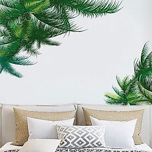 Generic Tropical Leaves Wall Decals Removable Green Palms Tree Plant Wall Stickers for Living Room Kids Room Bedroom Playroom Decor