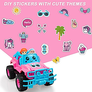 Remote Control Car for Kids Toddlers, Pink RC Cars with 2 Sets DIY Stickers, 1:20 Scale Remote Control Truck with LED Headlights, Easter Gifts for 3 4 5 6 7 8 Years Old Toddlers Girls Boys Kids