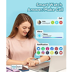 RERE ASW2-Pro Smart Watch (Answer/Make Call), Alexa Built-in, 1.8“ Fitness Tracker with 100 Sport Modes, Heart Rate, Blood Oxygen, Sleep Monitor, Fit for Android and iPhone, IP68 Waterproof, (Pink)