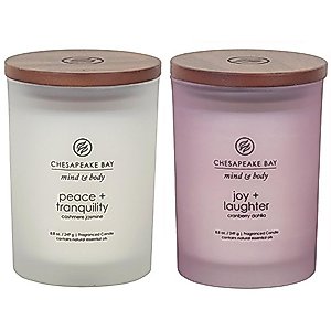 Chesapeake Bay Candle Scented Candles, Peace + Tranquility & Joy + Laughter, Medium (2-Pack)