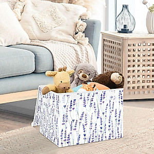 xigua Lavender Storage Bin with Lids Larger Collapsible Decorative Cube Storage Bins with Handles Divider for Bedroom Closet Living Room