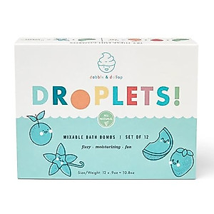 Dabble & Dollop Bath Bombs, 100% Natural Droplets for Kids, Original Scents - USA Made, Moisturizing & Fun Droplets, Paraben & Sulfate Free, Vegan, Gluten-Free (Set of 12)