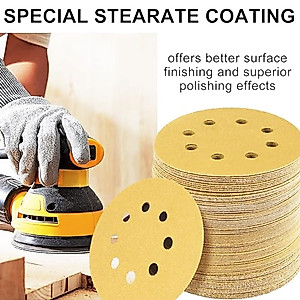 LotFancy Sanding Disc, 5 Inch 8 Hole, 110PCS 60 80 120 150 180 220 320 400 600 800 1000 Grit Sandpaper Assortment, Hook and Loop Sand Paper, Random Orbital Sander Pads