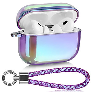 AIRSPO AirPods Pro (1st Generation) Case Cover Clear Lasher Hard PC Protective Case Colorful AirPod Pro Cover Skin Compatible with Apple AirPods Pro 1st Generation with Keychain (Glittery Clear)