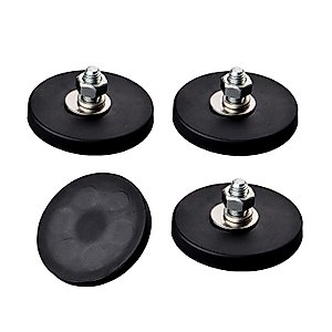 ULIBERMAGNET 4Pack Rubber Coated Neodymium Magnets, Strong 24LB M6 Male Thread Stud, Anti-Scratch Mounting Magnets with Stud for Mounting led Lighting, Fixtures, Holding Tools and Organiazation