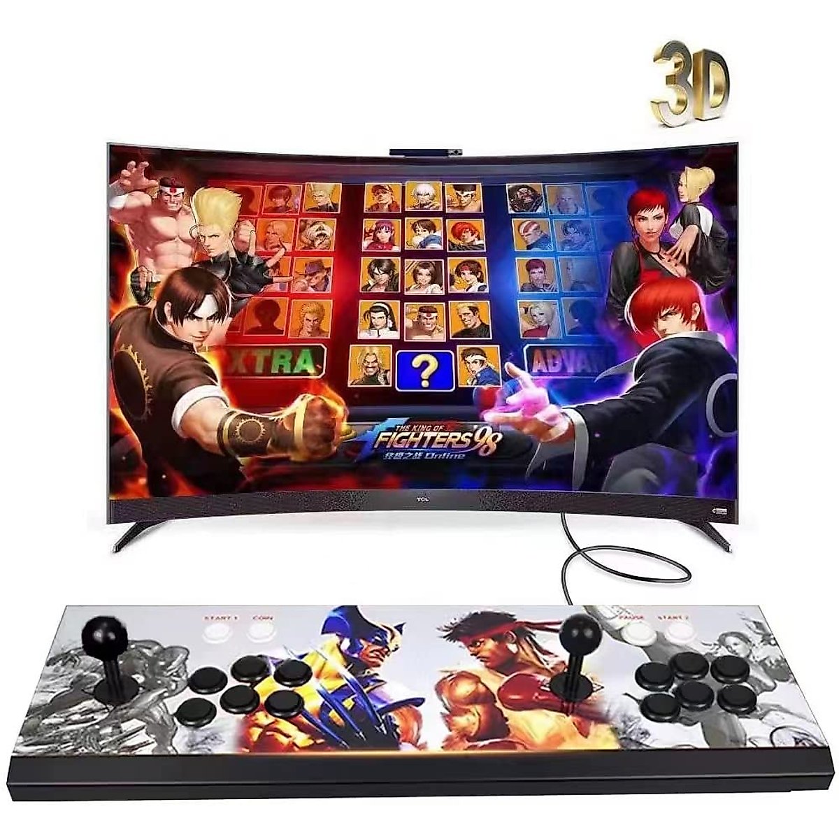 XFUNY Arcade Game Console 1080P 3D & 2D Games 8000 in 1 Pandora's Box 3D 2 Players Arcade Machine with Arcade Joystick Support Expand 8000+ Games for PC / Laptop / TV / PS4 (KOF)