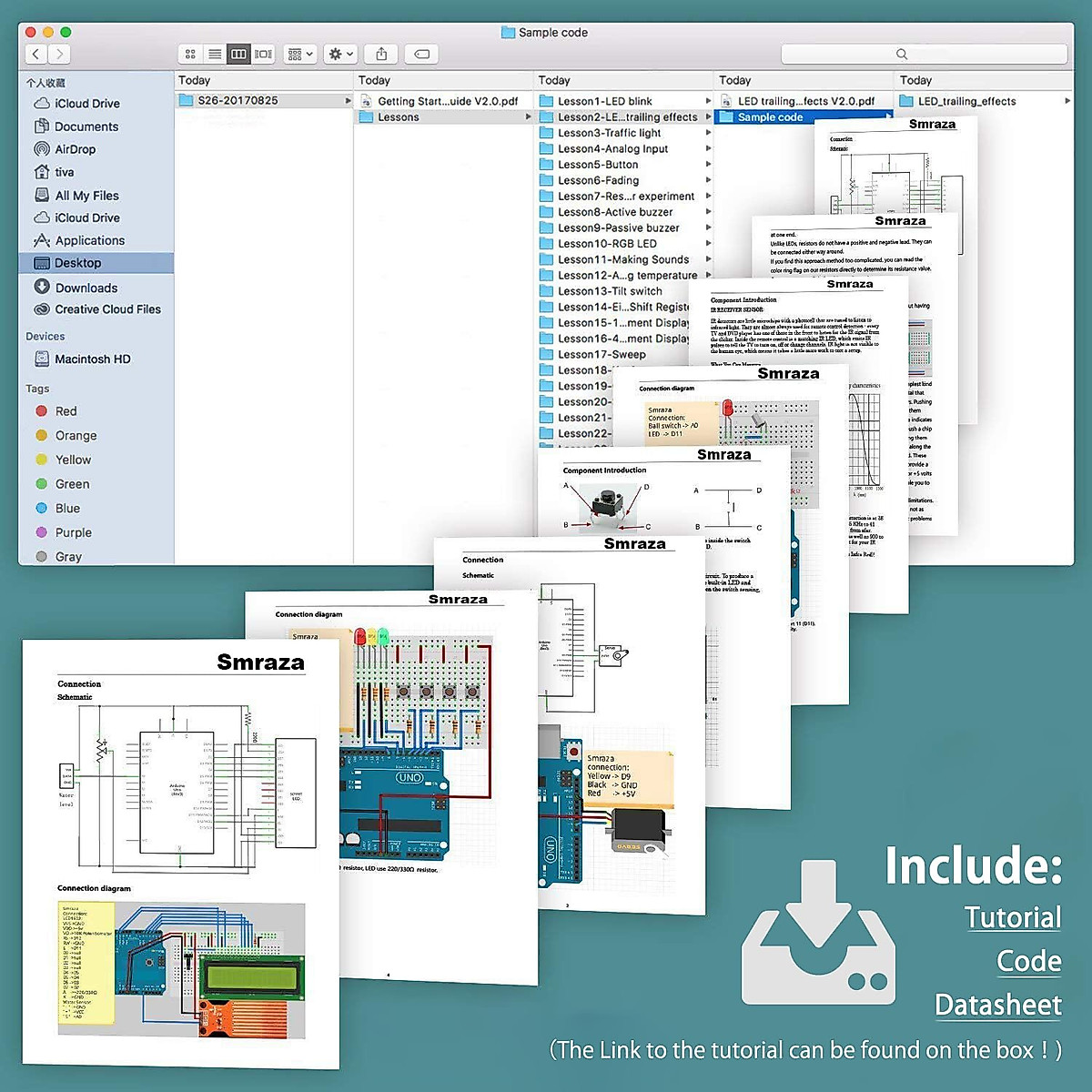 Smraza Super Starter Kit Project Kit with Breadboard, Power Supply, Jumper Wires, Resistors, LED, LCD 1602, Sensors, Detailed Tutorial for Project, Compatible with Arduino UNO R3 Project