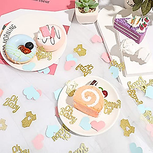 240 Pieces Gender Reveal Confetti Baby Shower Confetti Heart Confetti Glitter Baby Confetti Baby Clothes Confetti Party Table Confetti for Gender Reveal Party Table Wedding Decor (Pink, Blue, Gold)