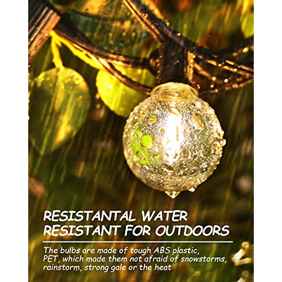 Svater Outdoor String Lights 100ft, Patio Lights Outside with 52 Shatterproof LED Edison G40 Bulbs, Waterproof Hanging Globe Lighting for Bistro Backyard Cafe Market, Warm White