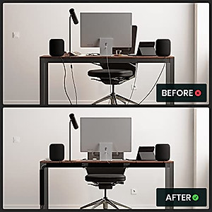 EVEO Cable Management 96'' J Channel-6 Pack Cord Cover- Cable Raceway - Cable Management Under Desk, Adhesive Stripe Built-in 6X16in- Easy to Install Desk Cord Organizer- Cable management tray, Black