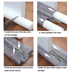 Under Door Draft Stopper Gray 29"-35" Noise Window Breeze Dust Air Blocker Adjustable Door Sweeps