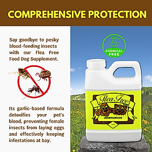 Flea Free Pure Organic Food Supplement - Flea Control Formula Dog Vitamins - Dog Vitamins and Supplements - Dog Multivitamin to Avoid Blood-Feeding Insects - Multivitamin for Dogs Chemical-Free(16 oz)