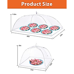 Anpro Food Cover, Food Tent, Pop-up Food Nets, Mesh Food Covers for Outside,Picnic Accessories, Food covers for outside,Reusable and Collapsible, 5 Pack (1 Extra Large-40 Inches,4 Standard-17 Inches)
