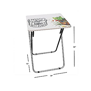 Home Basics TT39161 Foldable TV Tray Table, 19.0 x 15.0 x 26.0, for The Love of Food (White)
