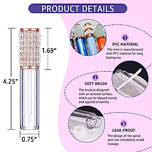 AMORIX 25 Pack Diamond Lip Gloss Tubes with Wand 5ml Empty Rhinestone Lip Gloss Containers Cute Lipgloss Bottles Crystal Lip Gloss Supplies Kit + 2pcs Syringes + Labels for DIY Lip Gloss Base