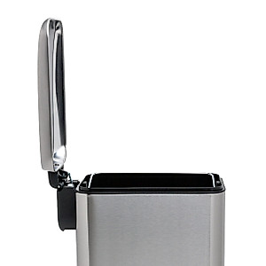 QUALIAZERO 5L / 1.3 Gallon Stainless Steel Step-On Bathroom Trash Can, Slim Shape, Pack of 2, Starter Set (Stainless Steel)