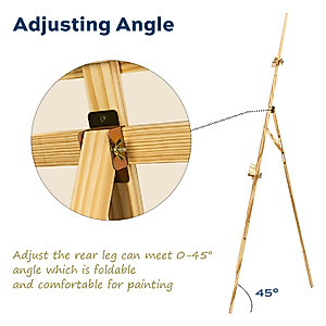 Finenolo Wooden Painting Easel, Adjustable Stand Easel for Canvas Wedding Signs, Holds up to 48", Art Easel for Adults Artist Beginners Students