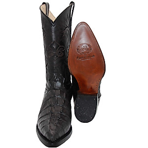 Western Shops Mens Leather Crocodile Alligator Print Western Cowboy Boots(12.5, Black)