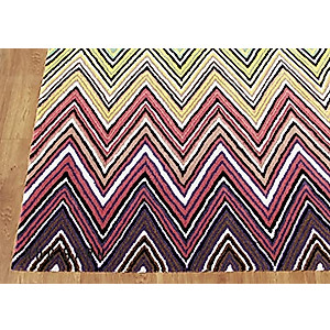 Magic Zig Zag 5' X 8' Feet Multi Color Hand Tufted Modern Style 100% Wool Area Rug/Carpet