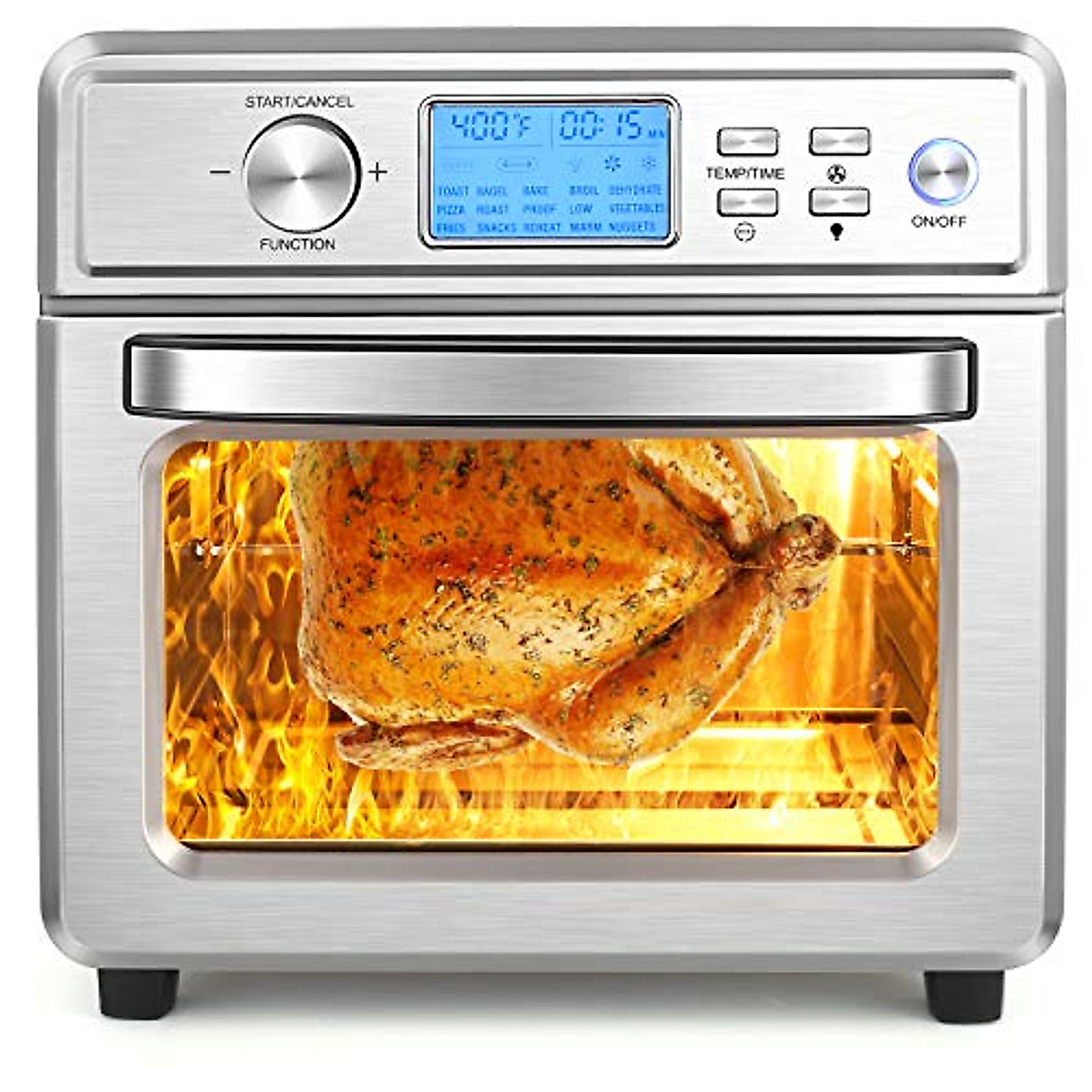 16 in 1 Air Fryer Oven, 24QT Convection Air Fryer Toaster Oven Combo with LED Display & Temperature/Time Dial, 1700W Large Airfryer Oven, Oil Less & Stainless Steel