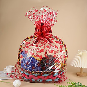 12 Pieces Pull Bow Wrapping Pull Bow Ribbon Pull Bows for Wedding Baskets,6 Inches Diameter Gift Bows, Large Bows for Presents. (Red)