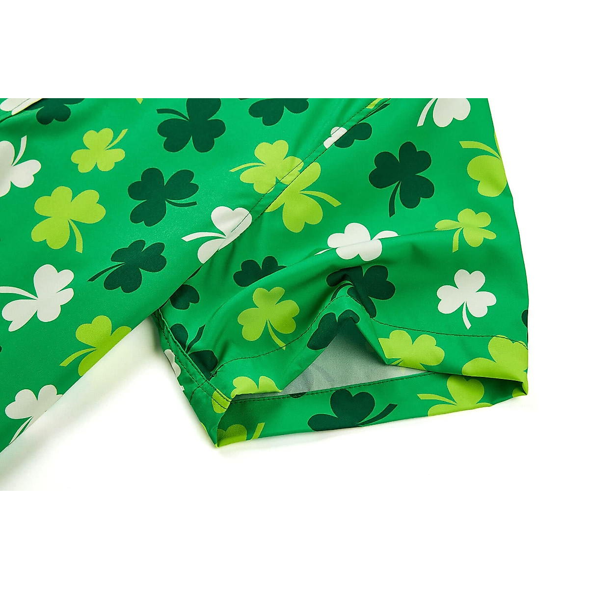 Men's St. Patrick's Day Shirt Funny Irish Flag Clover Short Sleeve Hawaiian Casual Button Down Shirt（Clover,L