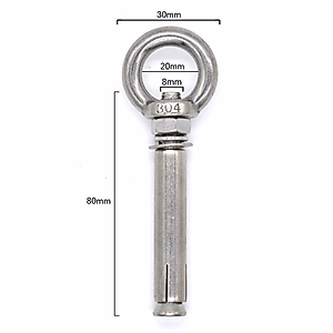 5-Pack Stainless Steel Ring Lifting Expansion Eyebolt Bolt Screw with Ring M8x80mm