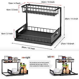 XCELLENT GLOBAL XG Under Sink Organizers and Storage,2-Tier Kitchen Sink Organiser with Sliding Storage Drawer,Pull-Out Cabinet Organizer Sliding Baskets for Cabinet, Cupboard,Bathroom Black