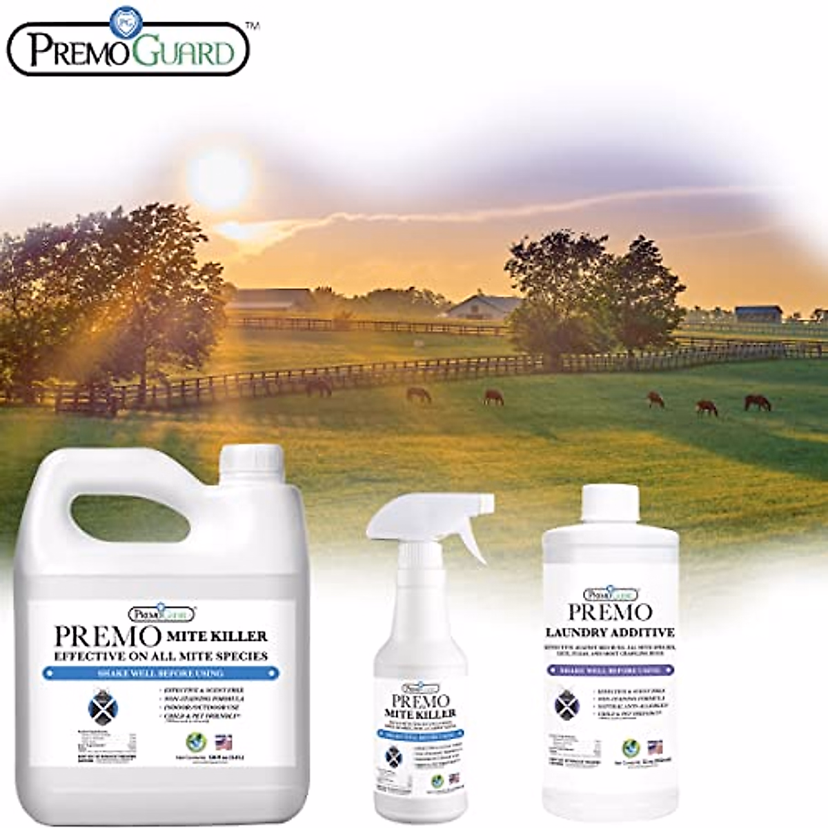 Mite Killer Spray by Premo Guard 32 oz – Treatment for Dust Spider Bird Rat Mouse Carpet and Scabies Mites – Fast Acting 100% Effective – Child & Pet Safe – Best Natural Extended Protection