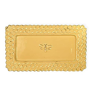 Boston International JC17147 Rectangular Ceramic Serving Platter, 13 x 7.5-Inches, Honeycomb