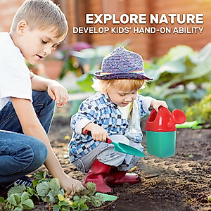 CUTE STONE Kids Gardening Tool Set, Garden Toys with Wheelbarrow, Watering Can and Shovel, Pretend Play Outdoor Indoor Toys, Gifts for Toddlers Boys and Girls