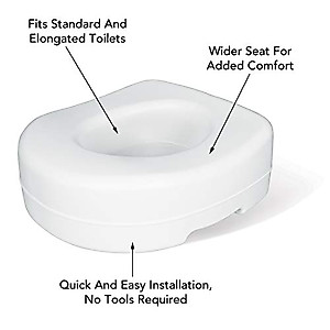 Carex Toilet Seat Riser - Adds 5.5 Inch of Toilet Height - Raised Toilet Seat with 300 Pound Weight Capacity, Slip-Resistant, Toilet Riser, Elevated Toilet Seat