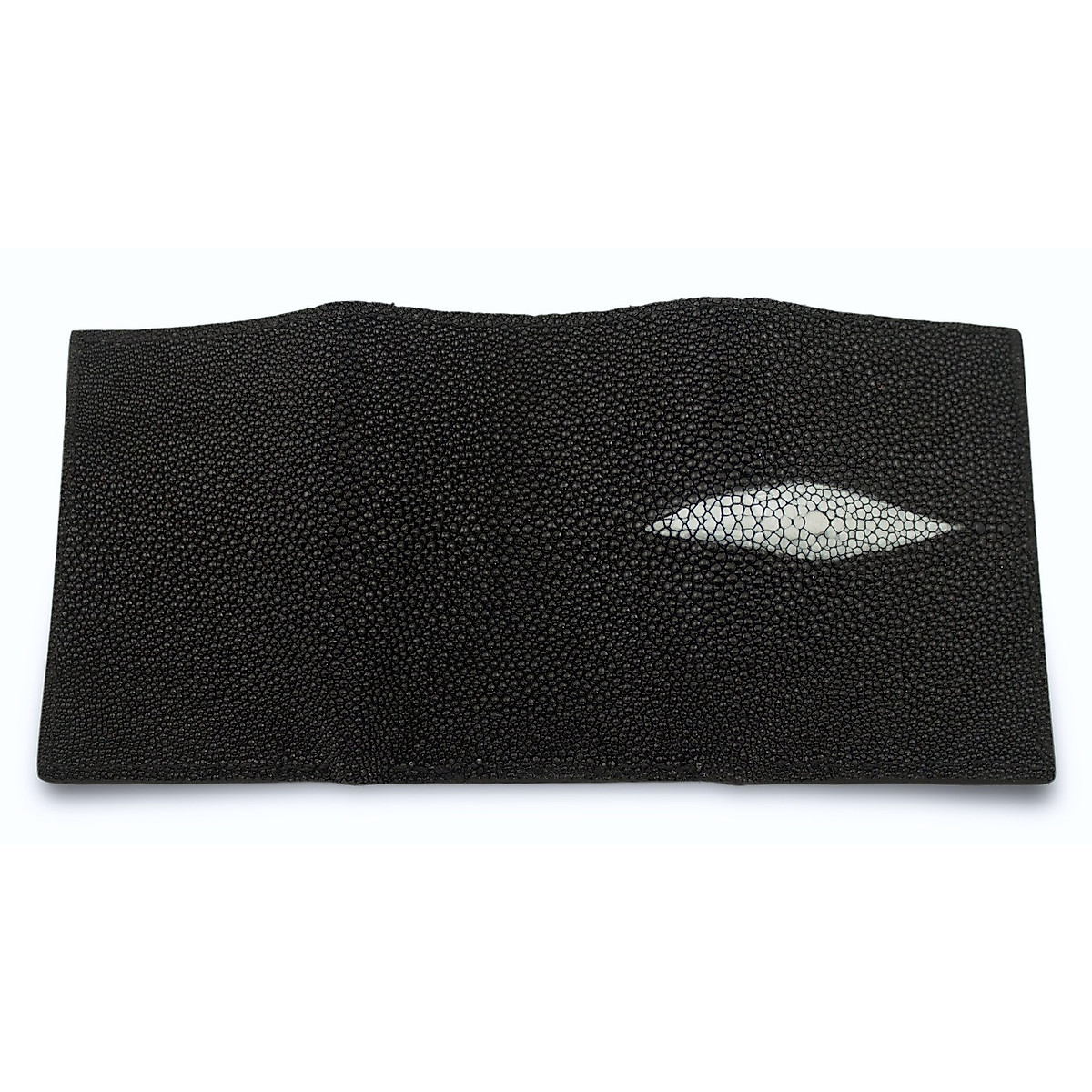 Black Genuine Stingray Skin Trifold 9 Card Leather Handmade Wallet