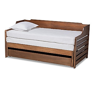 BOWERY HILL Transitional Wood Expandable Twin Size to King Size Daybed in Brown
