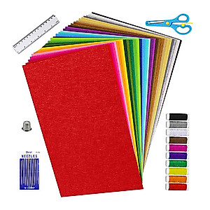 40 Pcs Felt Sheets 12" x 8" (20cmx30cm) 40 Colors Stiff Felt Fabric Set Assorted Color Hard Felt Craft Felt for Kids School DIY Crafts Patchwork Embroidery Sewing Crafting Decorative Project