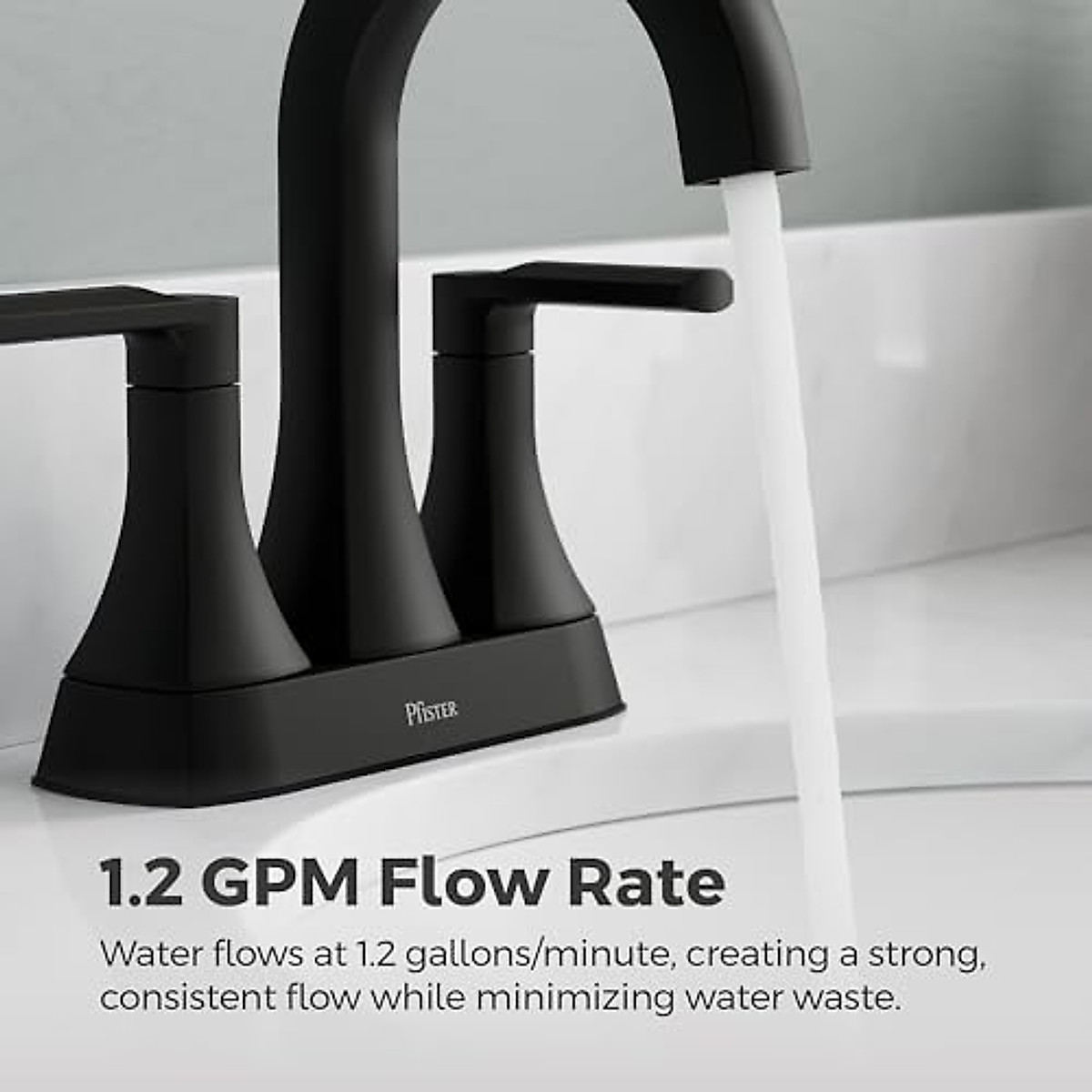 Pfister Vaneri Bathroom Sink Faucet, 4-Inch Centerset, 2-Handle, 3-Hole, Matte Black Finish, LF048VRIBB