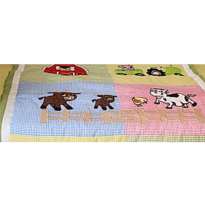 BabyFad Barnyard Farm Animals Nursery Baby with Musical Mobiile 9 Piece Baby Crib Bedding Set 100% Cotton