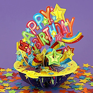 SANTORO Pirouette - 3D Pop Up Birthday Card - Shooting Stars - For Him, For Her, For Adults, For Kids - Birthday Gift - Interactive Card - Collectible Card - Creative Invitations, Unique Centerpieces, Memorable Decorations