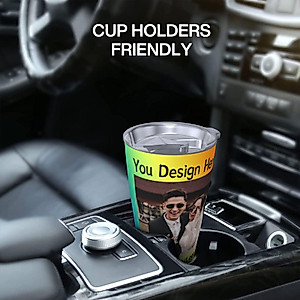 Generic Customized Tumbler Cup Personalized Coffee Mug with Photo Text Men Women Custom Stainless Steel Tumbler 20oz Custom Mug Gifts for Dad Mom Friends