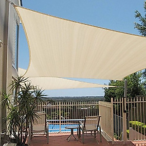 E&K Sunrise 12' x 12' Waterproof Sun Shade Sail-Beige Rectangle UV Block Durable Awning Perfect for Canopy Outdoor Garden Backyard-Customized