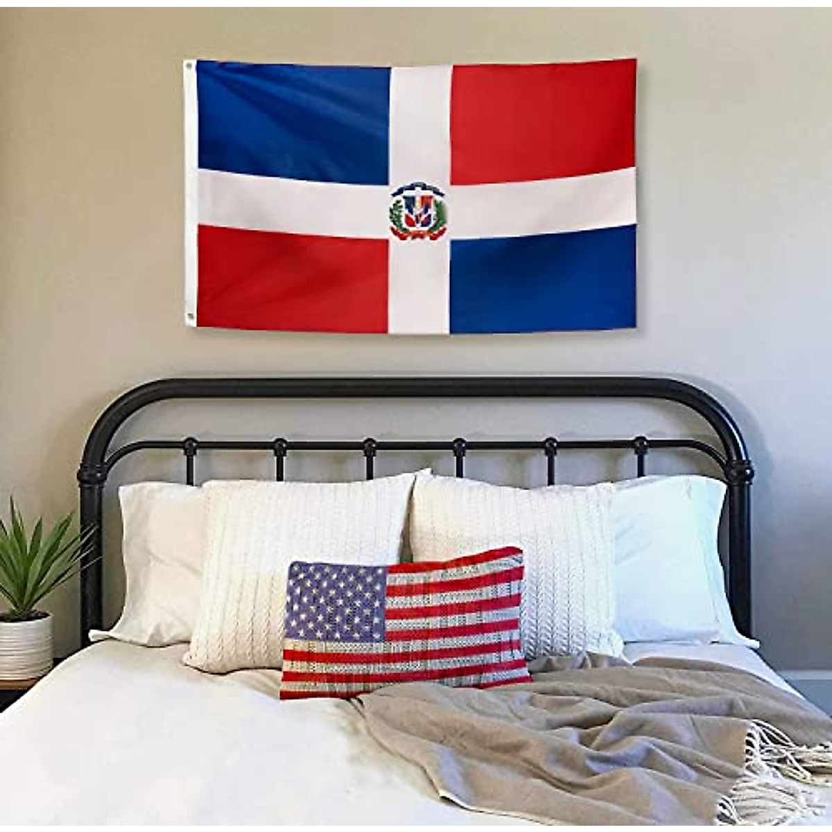 DANF Dominican Flag 3x5 Foot Polyester Bandera De Republica Dominicana National Flags Polyester with Brass Grommets 3 X 5 Ft
