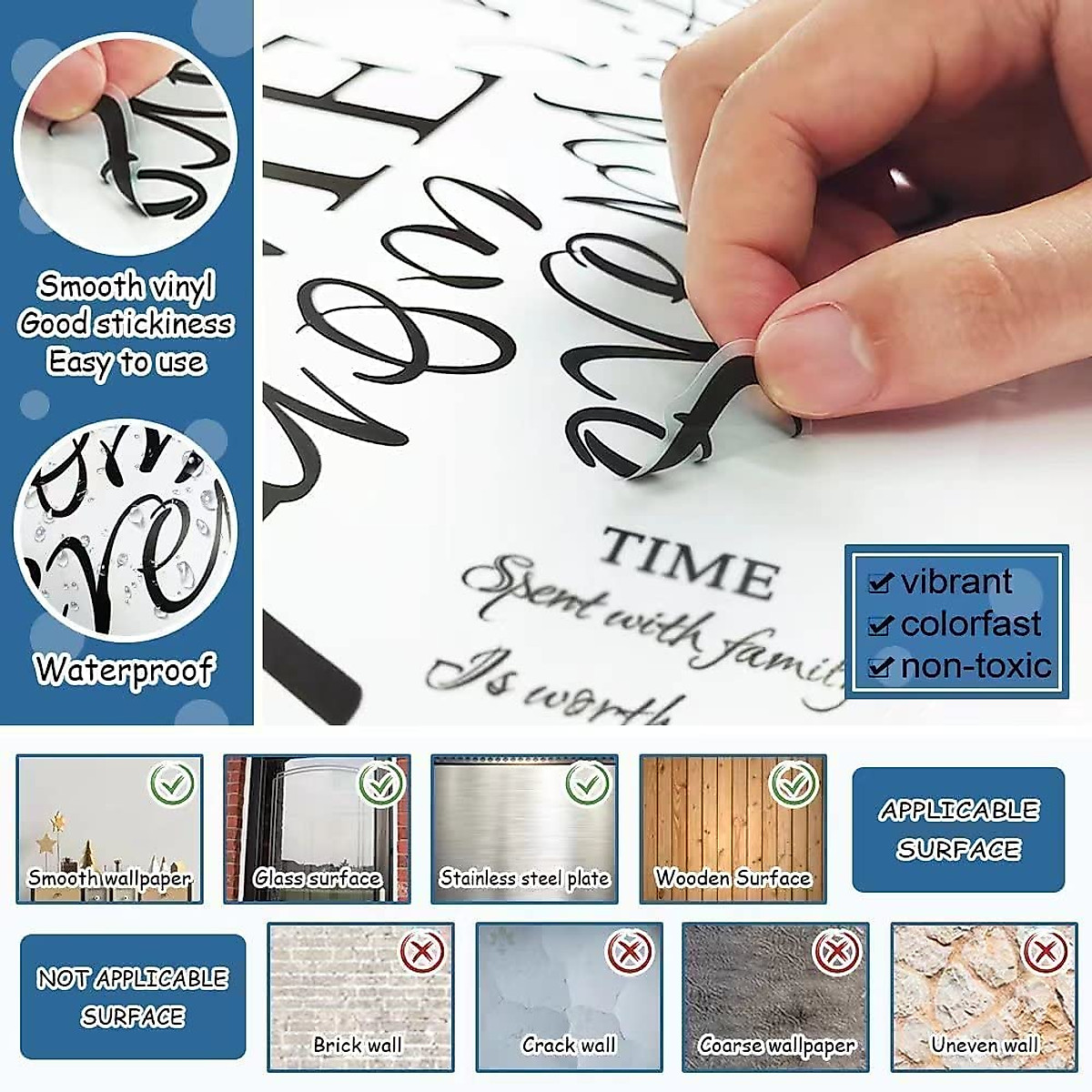 Laundry Room Decals Vinyl Art Lettering Decals for Walls Peel and Stick Laundry Sign Stickers Decor 22×9IN