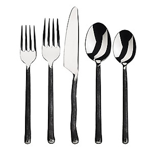 Gourmet Settings - 20-Piece Silverware Set - Montana Collection - Matte/Polished Stainless Steel Flatware Sets - Service For 4 - Kitchen Cutlery Utensils Knife/Fork/Spoons - Dishwasher Safe