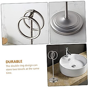 Zerodeko 1pc Hanging Decorative Store Stand Bathroom Floor-Standing Silver Holder Storage Towel Movable Practical Towels Fingertip Standing Hand Accessory for Stainless Countertops